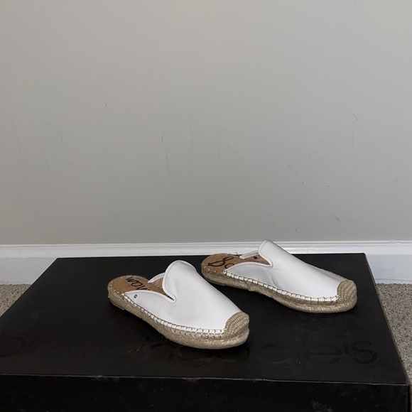 Sam Edelman | Shoes | Sam Edelman White Off Leather Flatsmules Slides ...